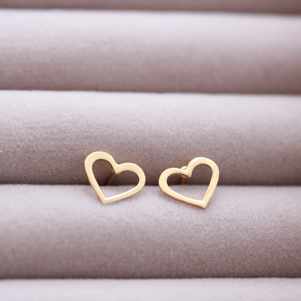 Gold Vermeil Open Heart Studs | lisahutton.co.uk