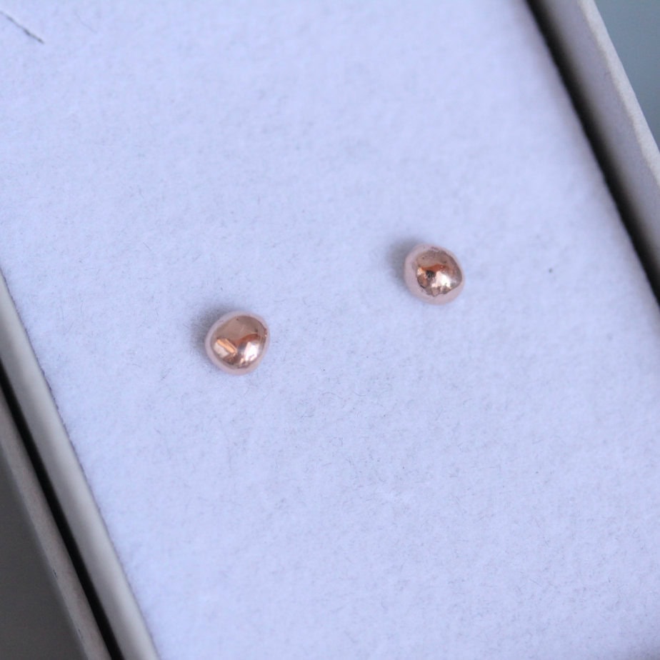 Solid Gold Mini Nugget Studs - Rose Gold | lisahutton.co.uk