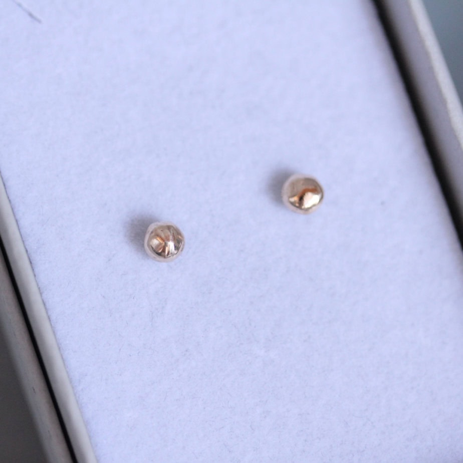 Solid Gold Mini Nugget Studs - Yellow Gold | lisahutton.co.uk