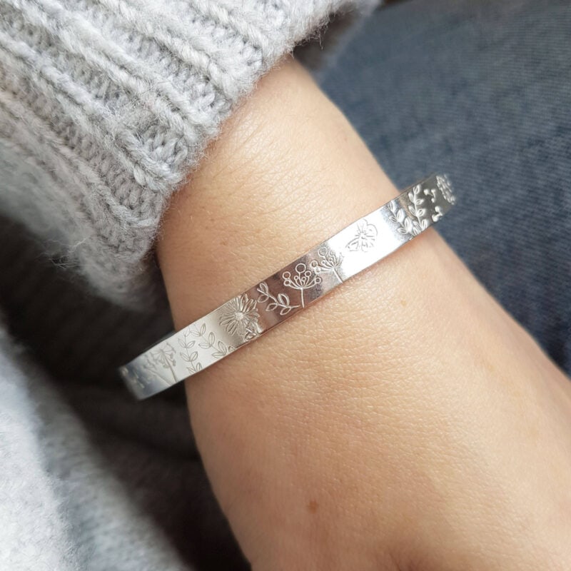 Sterling Silver English Country Garden Bangle | lisahutton.co.uk
