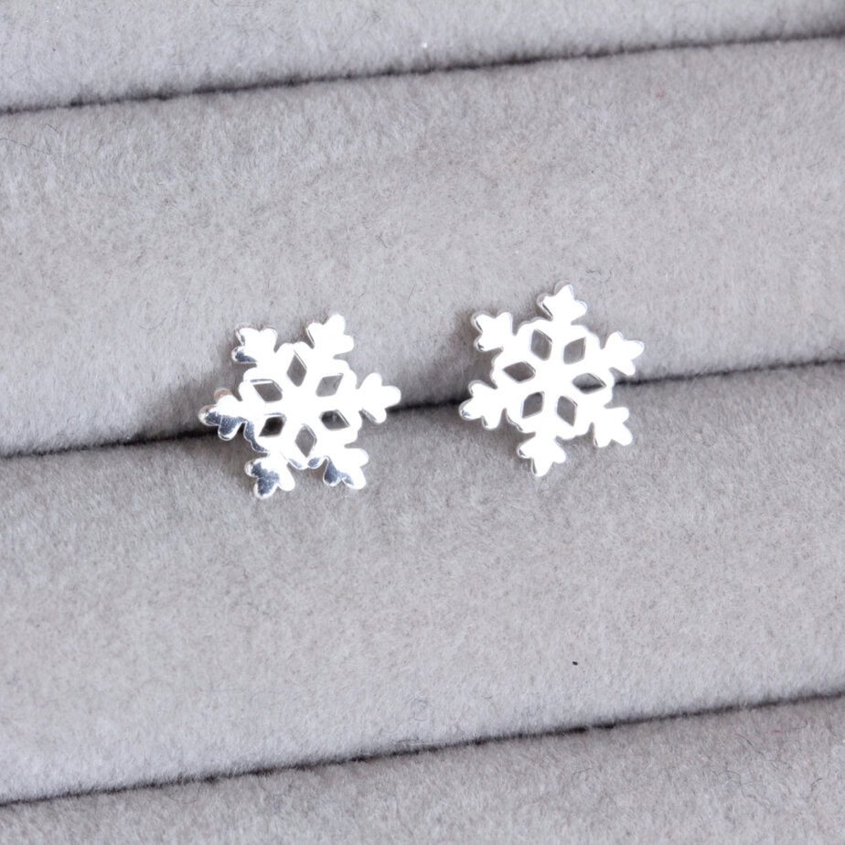 Sterling Silver Snowflake Studs | lisahutton.co.uk